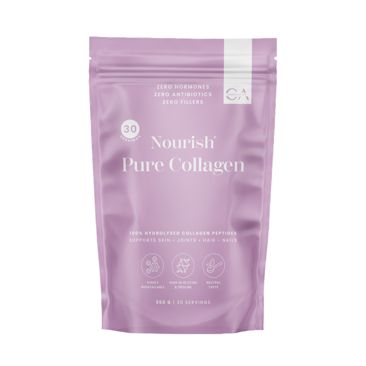Nourish Pure Collagen — 100% Hydrolysed (Bovine) (30 x 12g servings ...